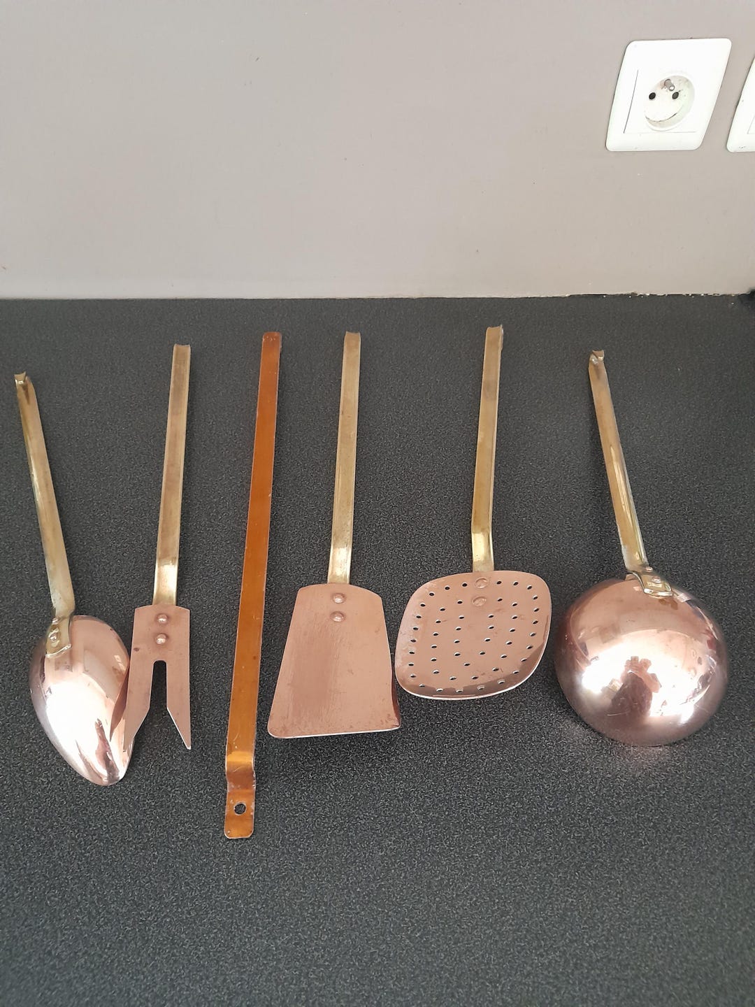 Vintage Copper and Brass French Serving Utensils - Etsy