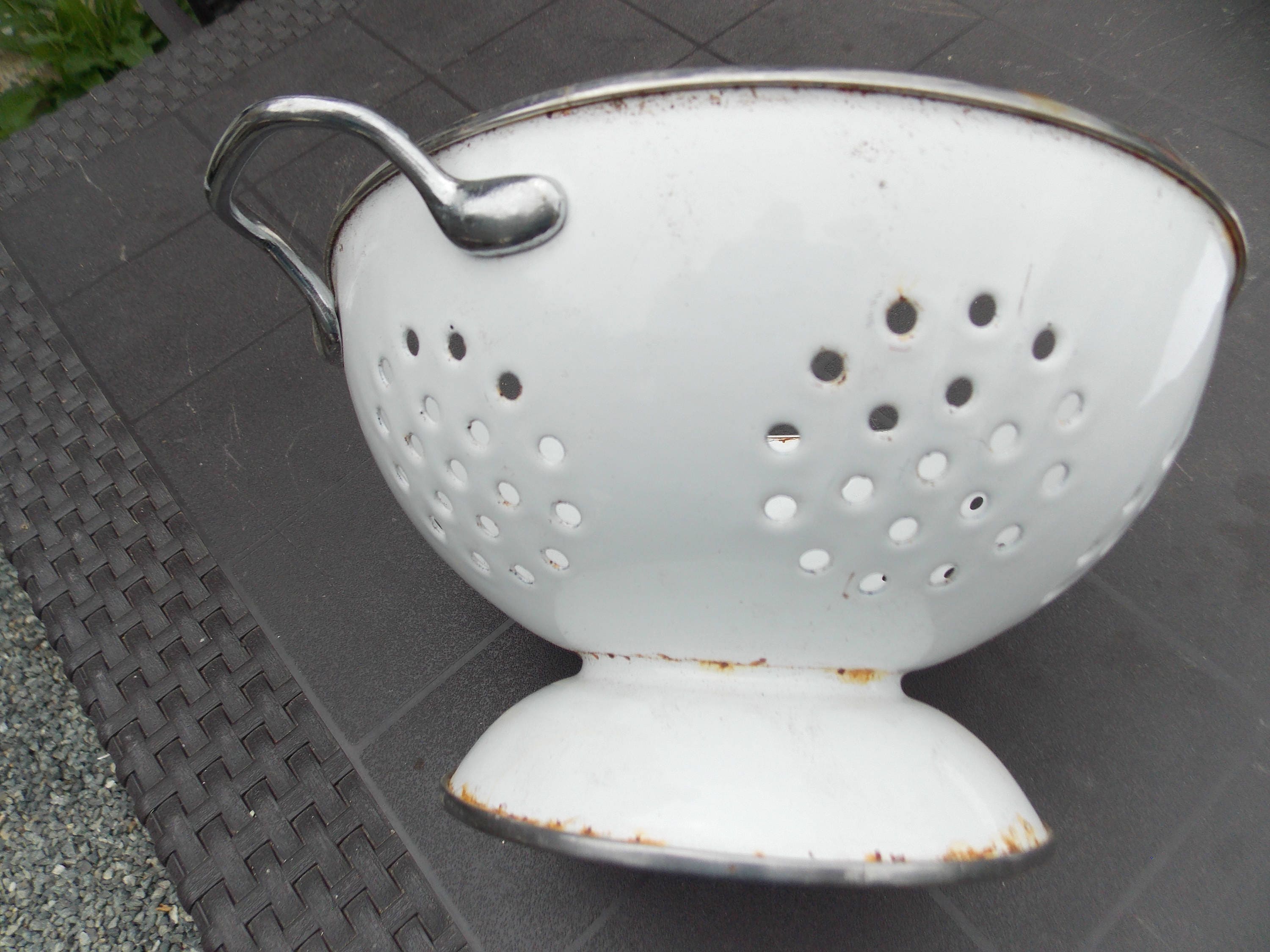 Vintage White Enamel Colander With S/steel Trim Vintage French - Etsy UK