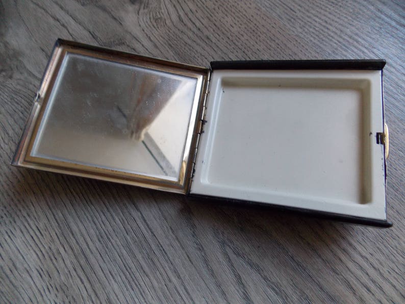 Vintage French Silver plated Compact Mirror | Etsy