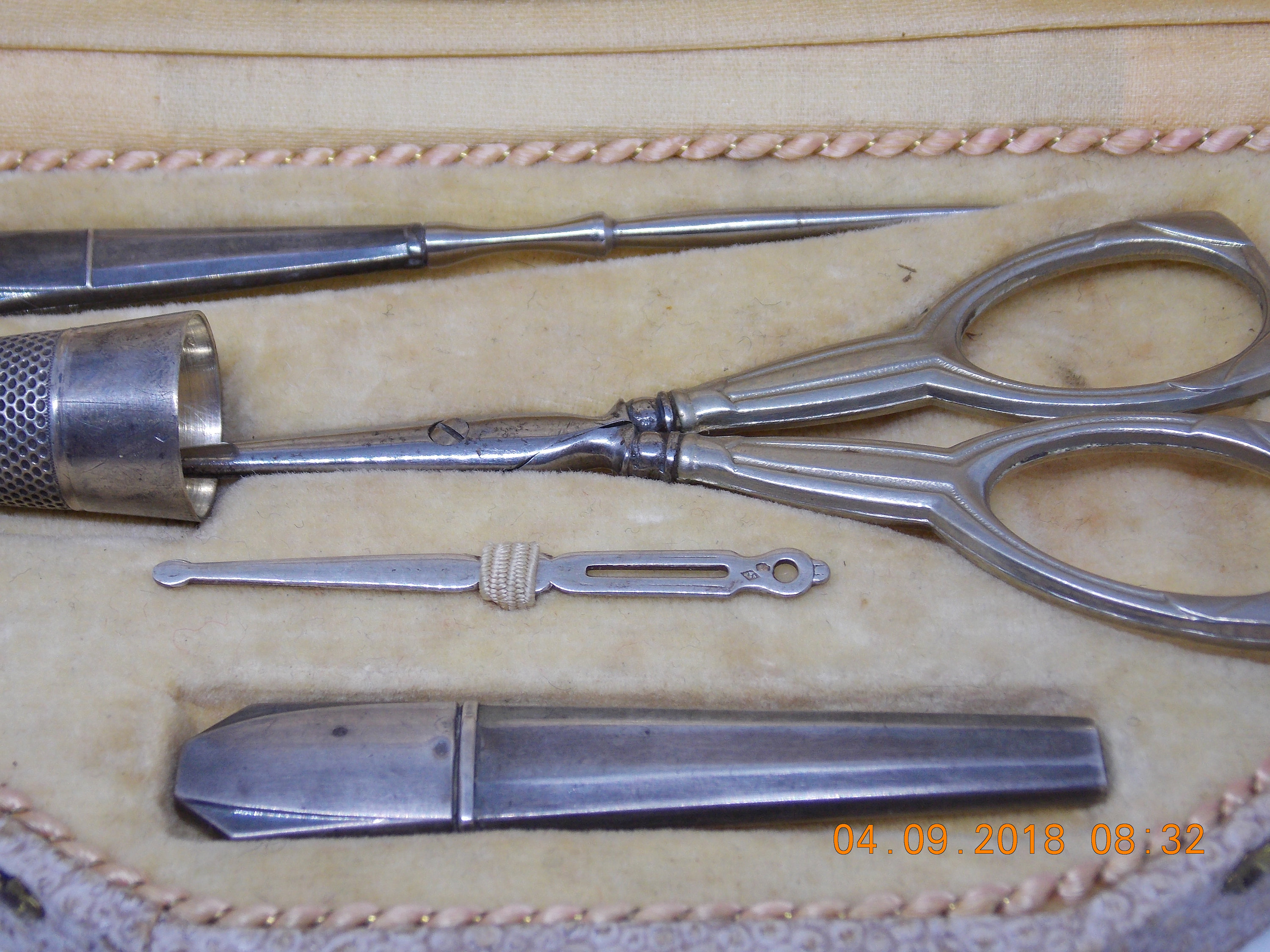 Vintage French Silver Sewing Kit, Antique Embroidery Set, Original ...