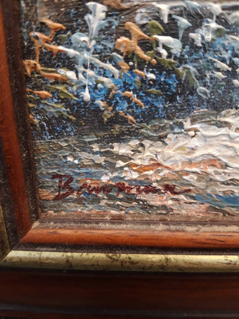 Beautiful little French oil painting of boats and harbour | Etsy