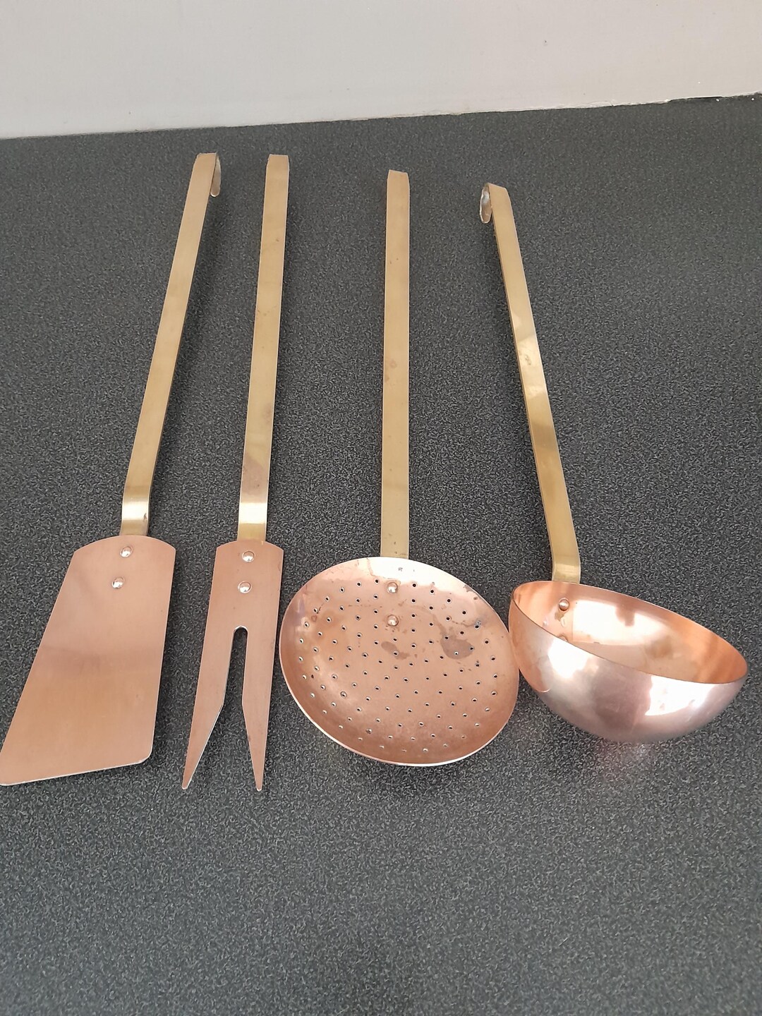 Vintage Copper and Brass French Serving Utensils - Etsy