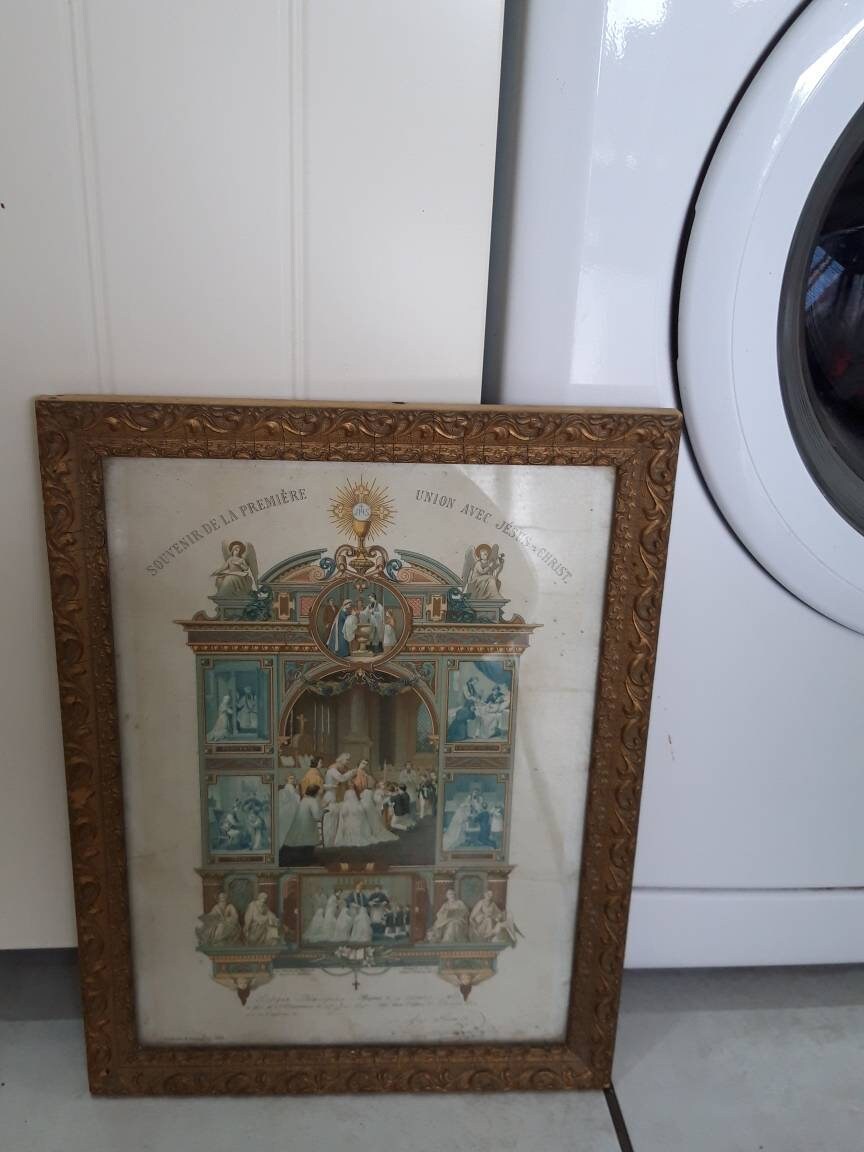 Religious French Baptism Certificate 1888 | Etsy