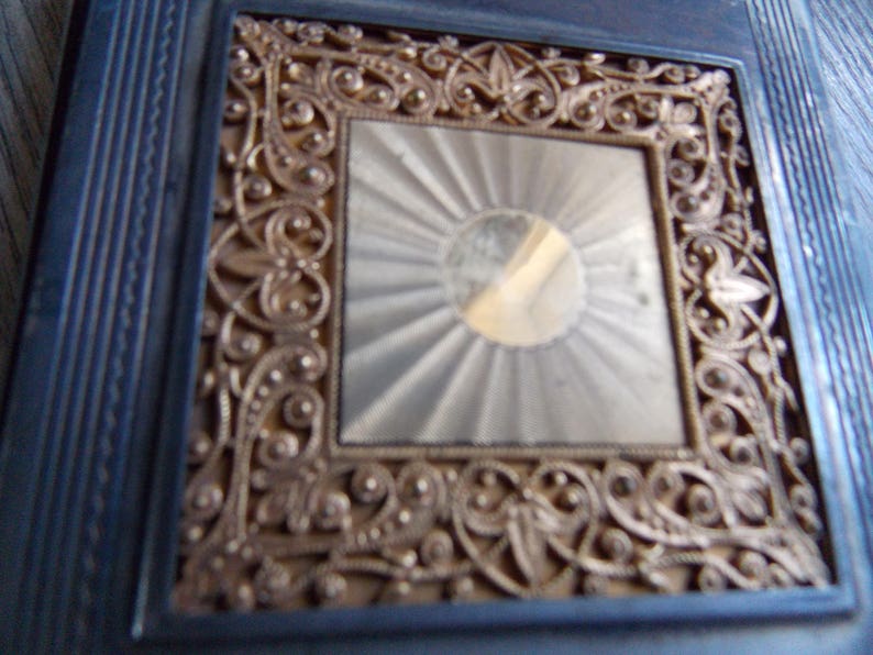 Vintage French Silver Plated Compact Mirror - Etsy
