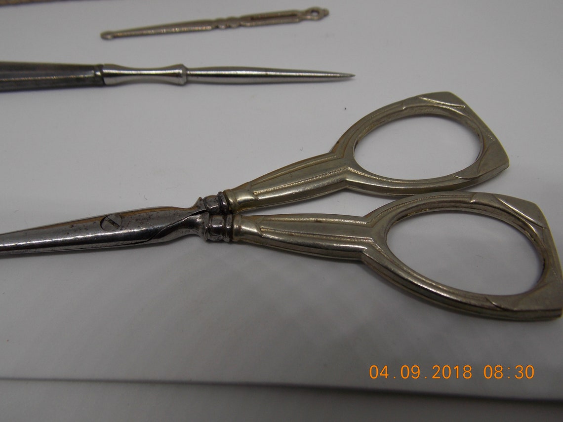 Vintage French Silver Sewing Kit, Antique Embroidery Set, Original ...