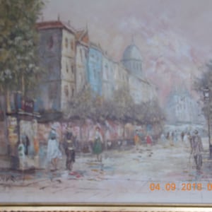 French Oil Painting in Gilt Gold Carved Wooden Frame Victorian Street ...