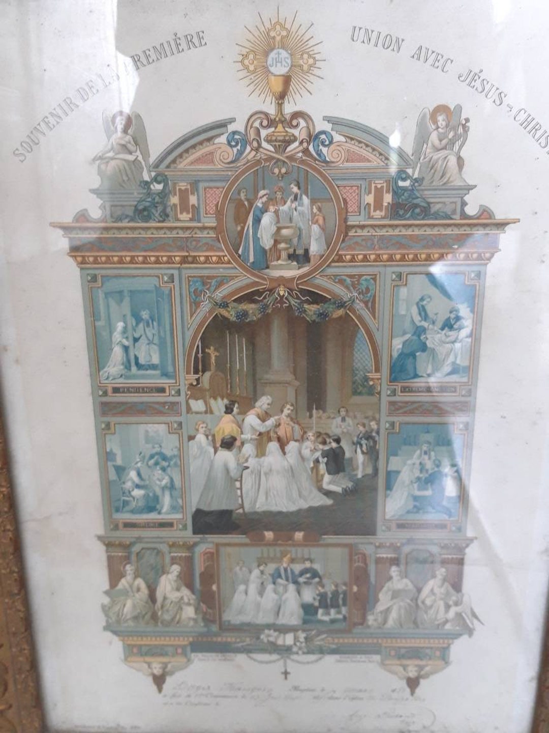 Religious French Baptism Certificate 1888 - Etsy