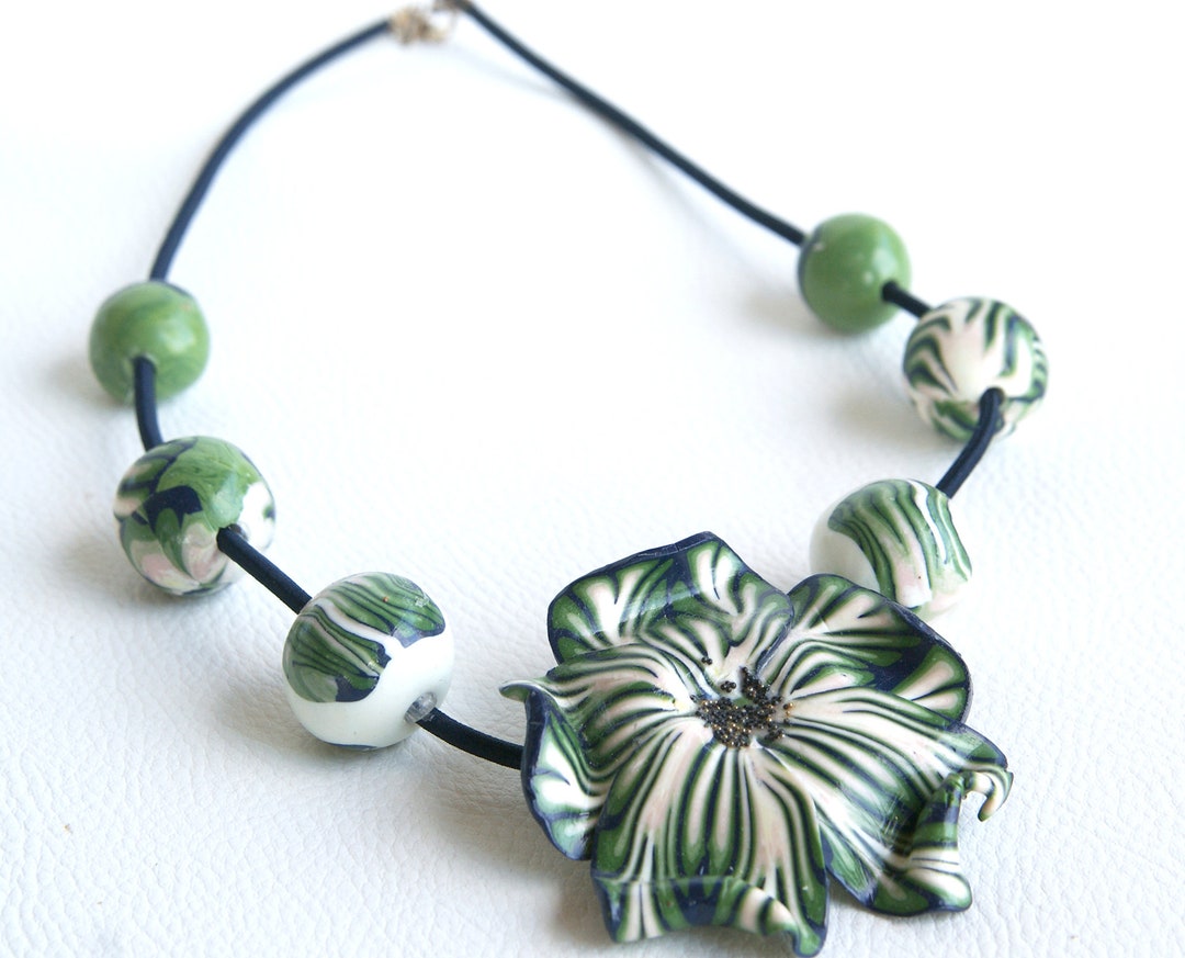 OOAK Necklace Polymer Clay Flower Necklace Spring Sweet Flower Women ...