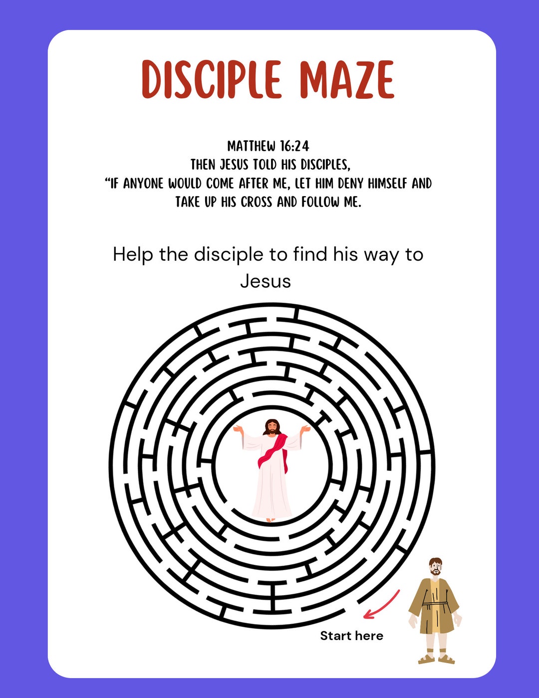 Jesus Maze Disciple Maze Jesus Come Follow Me Scripture Bible Verse ...