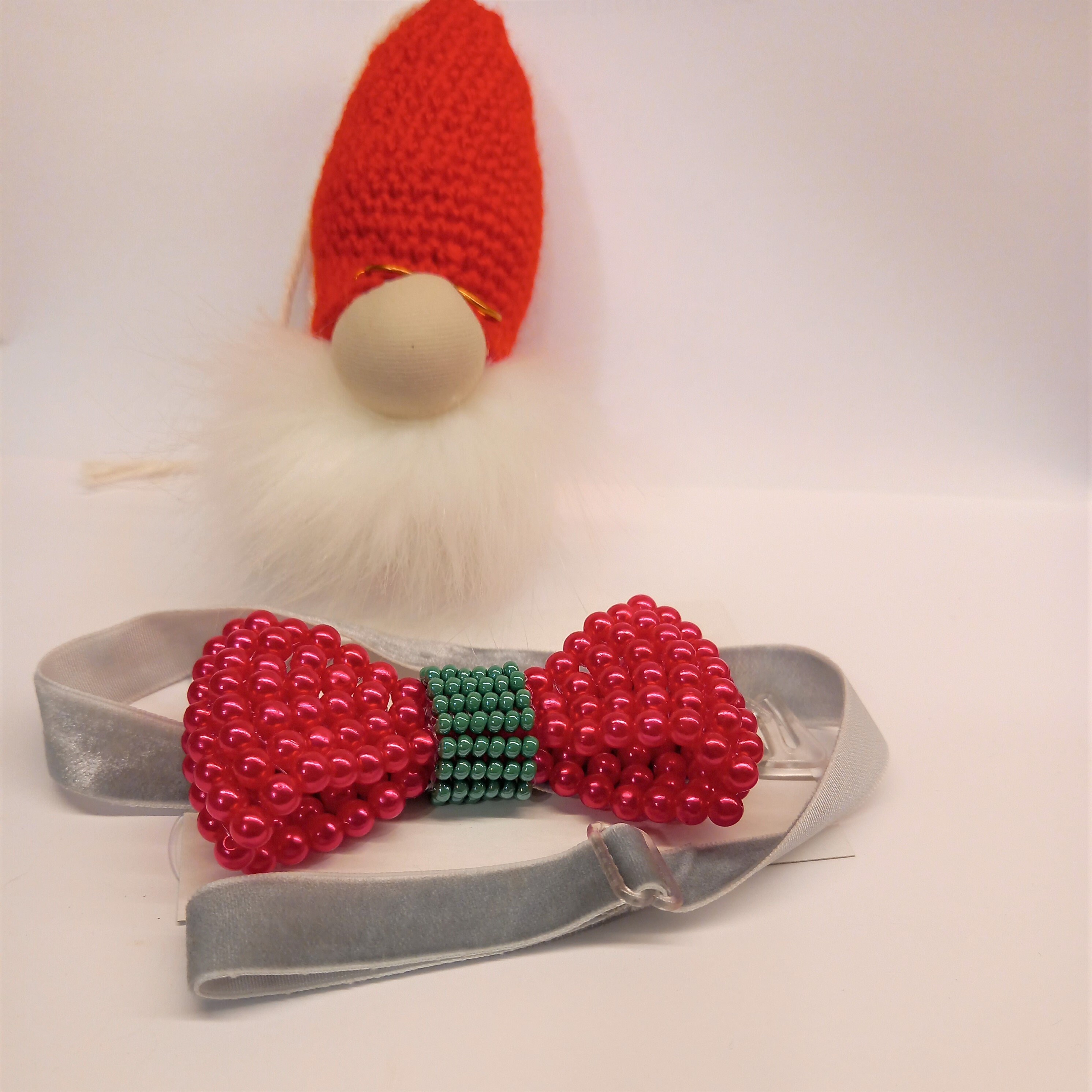 Red Pearls Bow Tie for Men Women, Bow Tie for Christmass, Pearl Beads ...