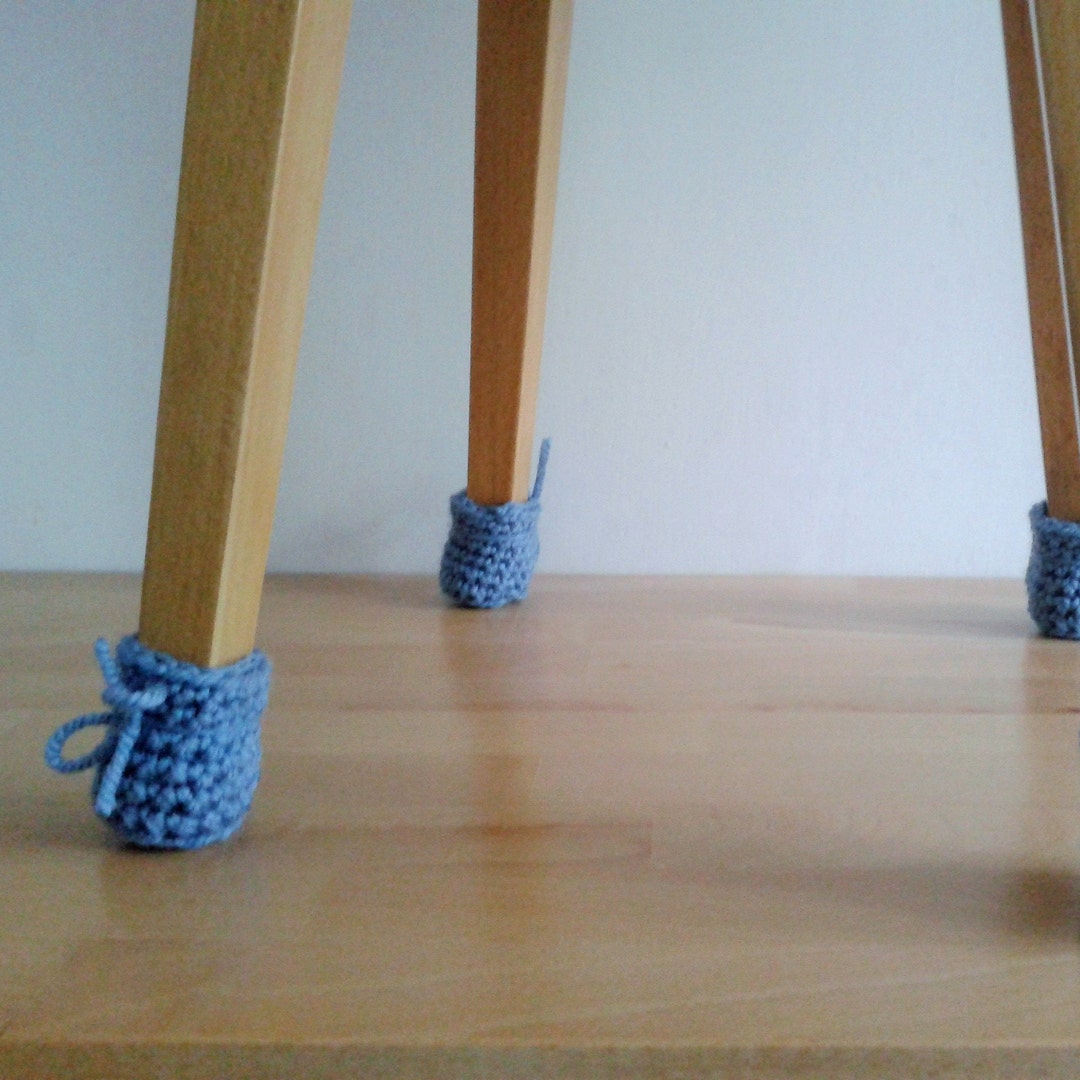Chair Socks Floor Protectors, Stool Legs Cover, Gray Crochet Chair Legs ...