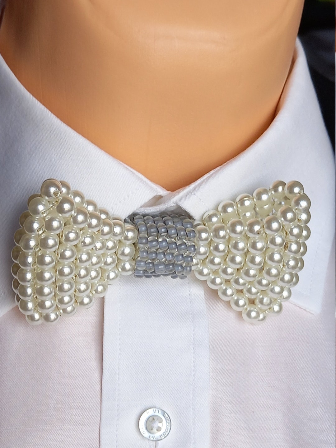 Handmade Pearl Beaded Bow Tie, Wedding Bridal Accessory - Etsy
