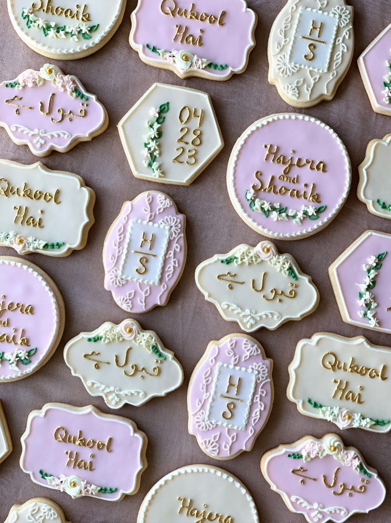 Qubool Hai English + Urdu, Couple Names + Initials, Event Date Sugar ...