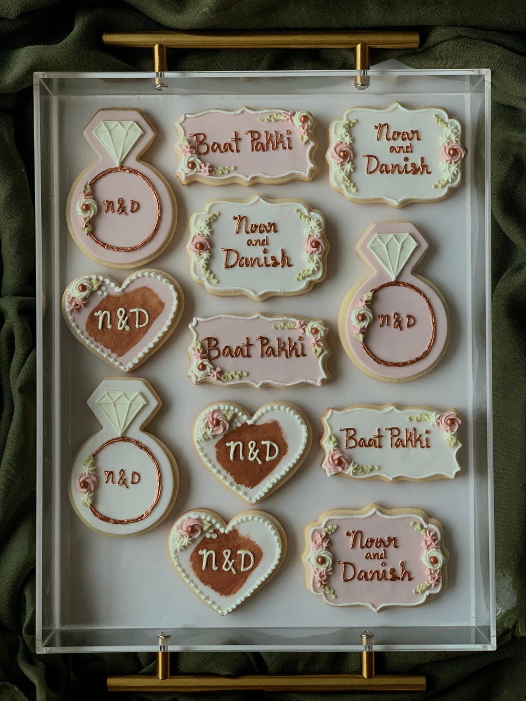 12 Piece Baat Pakki Cookie Set: Initials, Ring, Baat Pakki, Couples ...