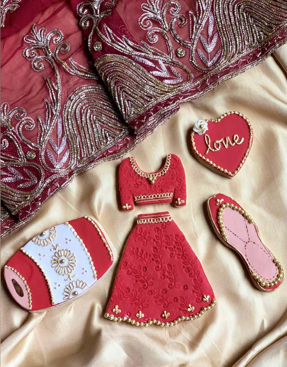 Desi Bridal Cookie Set - Lehenga, Dhol, Khussa, Heart - Etsy