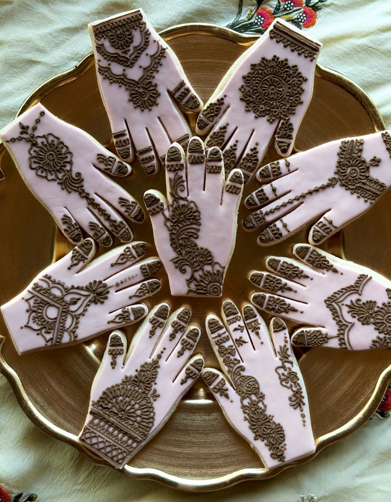 Henna/mehndi Hand Shaped Sugar Cookies - Etsy