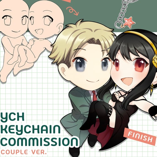 CUSTOM Keychain Standy Chibi Anime Character Commission Couple - Etsy