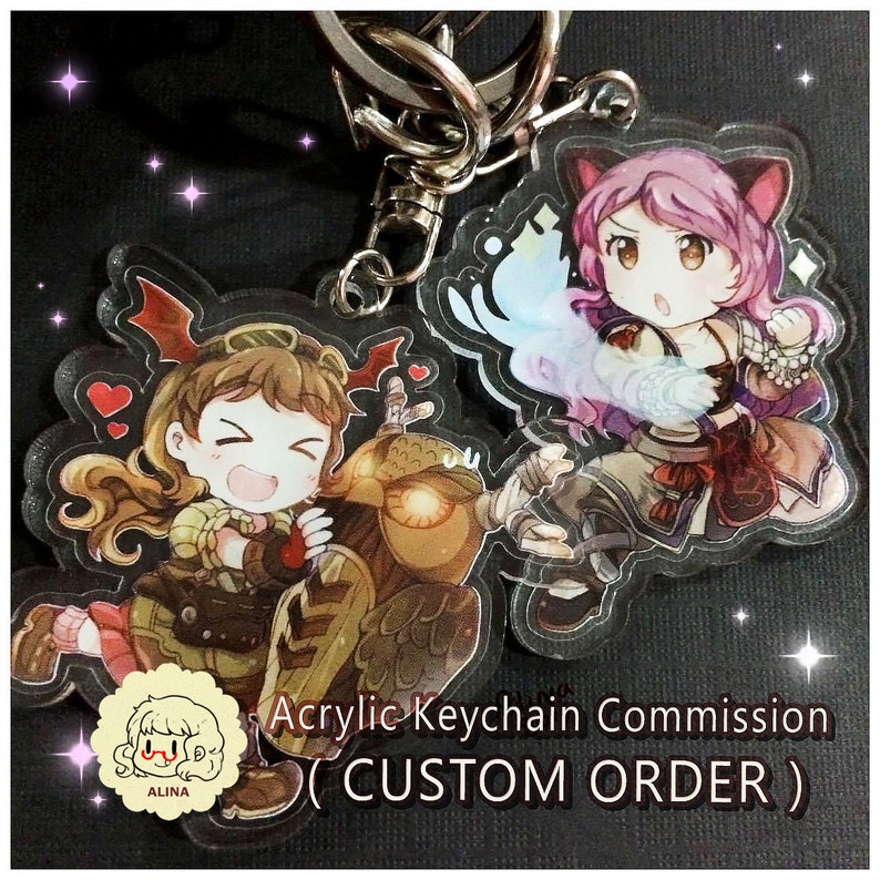 CUSTOM Keychain Standy Chibi Anime Character Commission Couple - Etsy