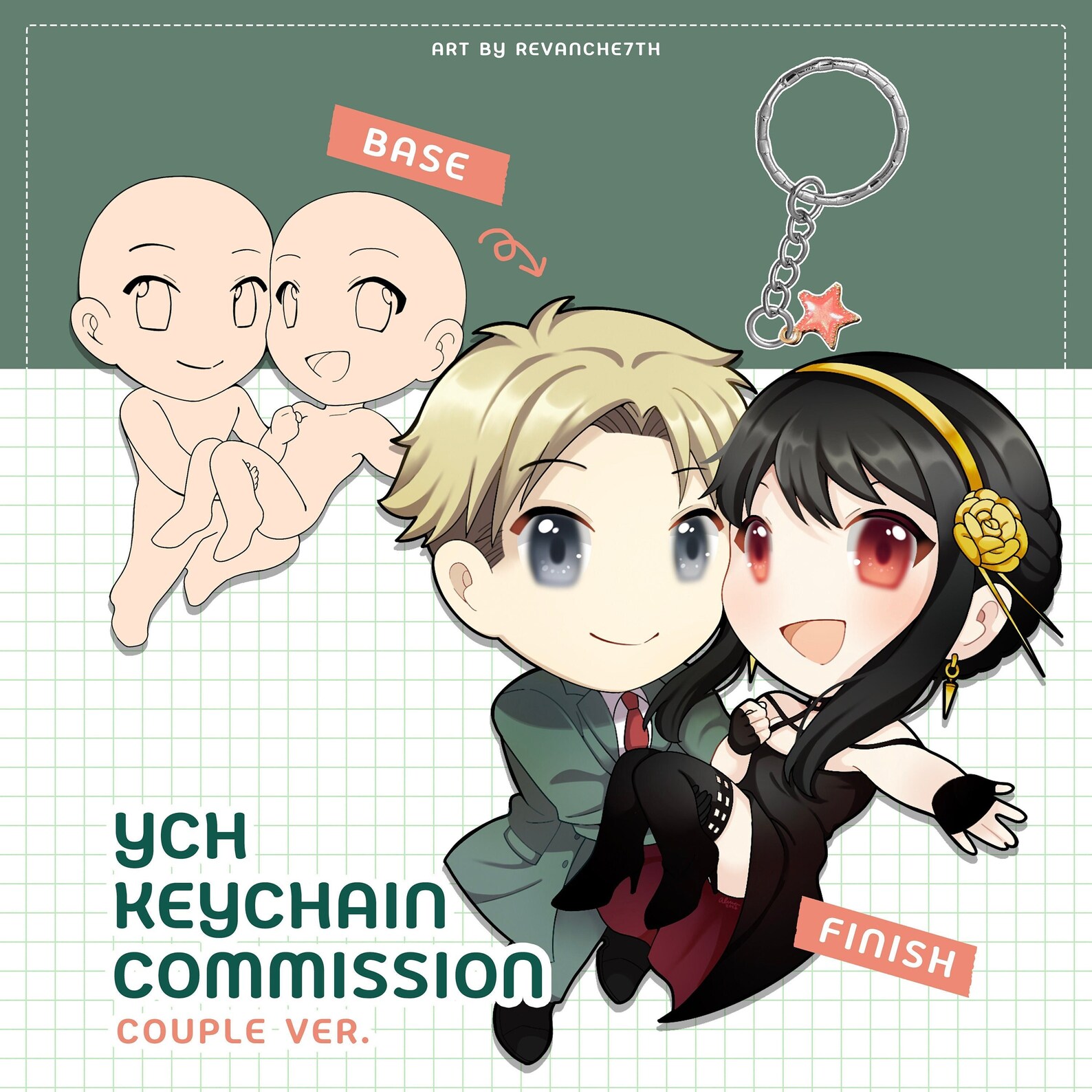 CUSTOM YCH Keychain Couple Commission Chibi Anime Base Marry - Etsy
