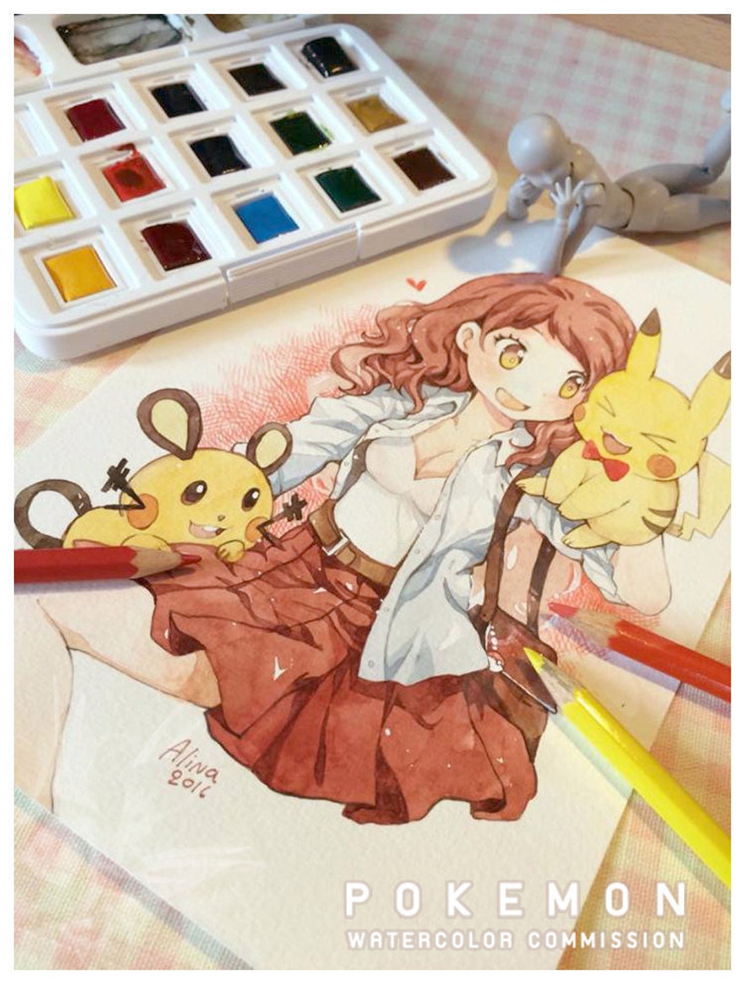 Pokemon Trainer Watercolor Custom Art Commission A5 Half Body Simple ...