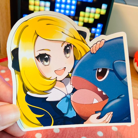 Pokemon Cynthia and Gible Anime Game Sticker Paper Handmade - Etsy