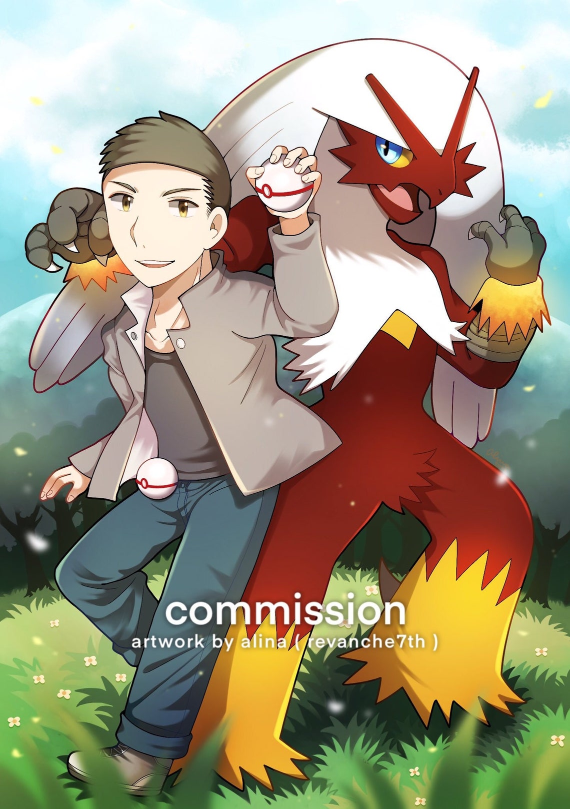 CUSTOM Pokemon Trainer Digital A5 Full Body Simple Background - Etsy