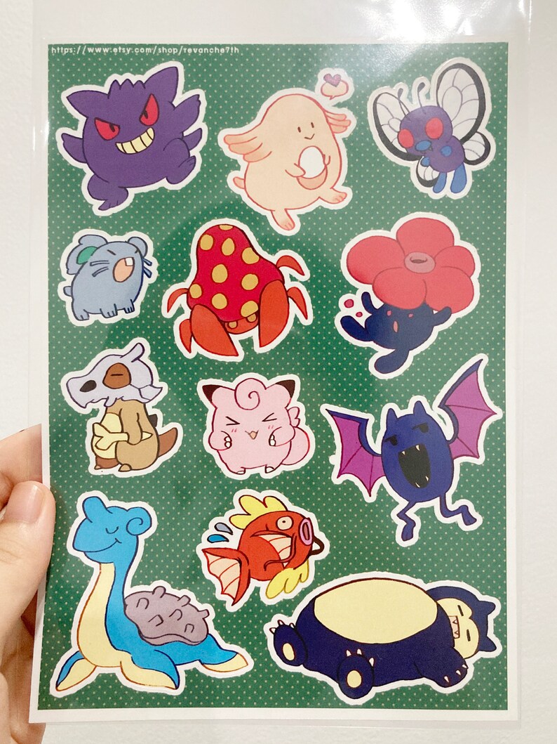 Pokemon 1st Gen Sticker A5 Lapras snorlax gengar chansey - Etsy