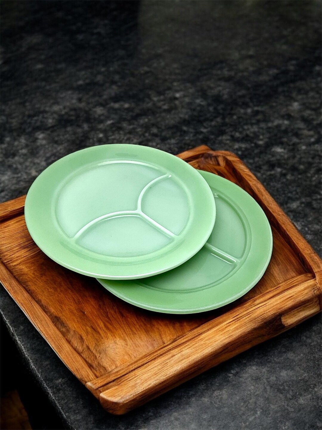 1950's Fire King Jadeite Restaurant Ware Divided Plate / Vintage Anchor ...