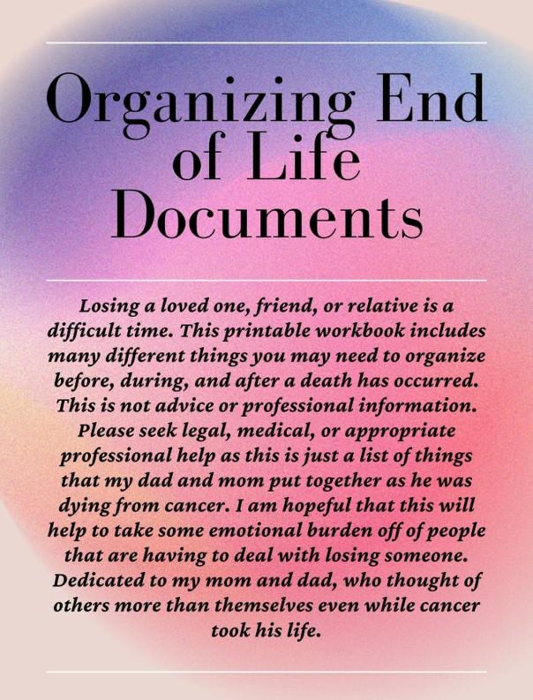 Organizing End of Life Documents - Etsy