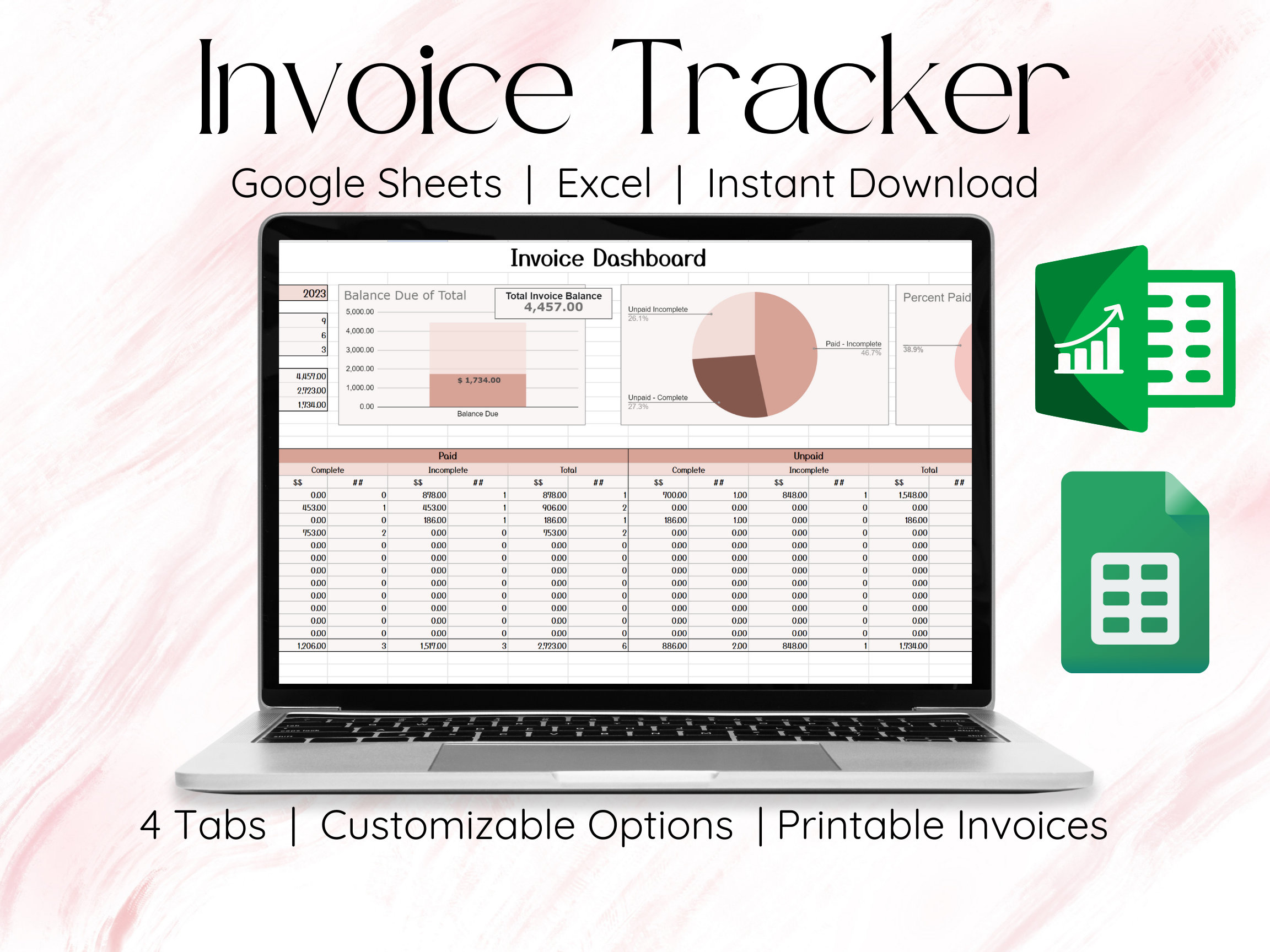 Invoice Tracker Google Sheets Small Business Spreadsheet Customer ...