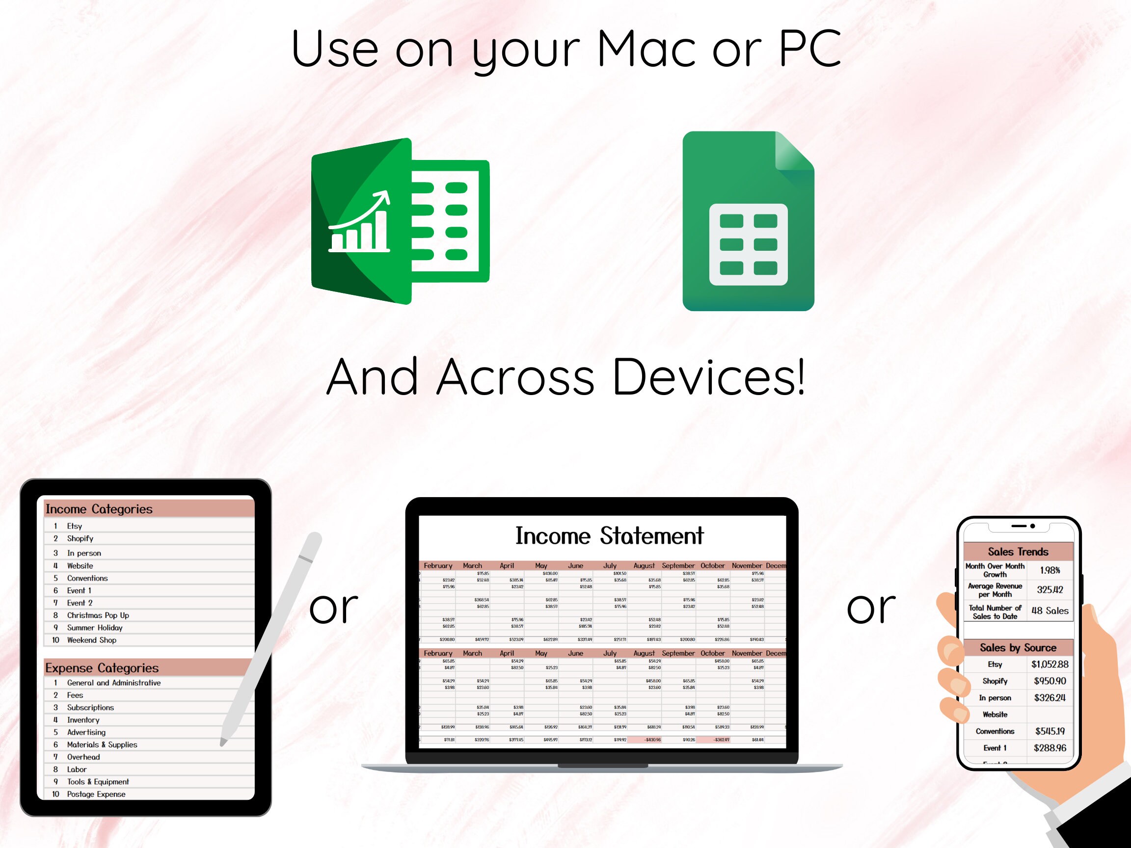 Income and Expense Tracker Google Sheets Bookkeeping Template Small ...