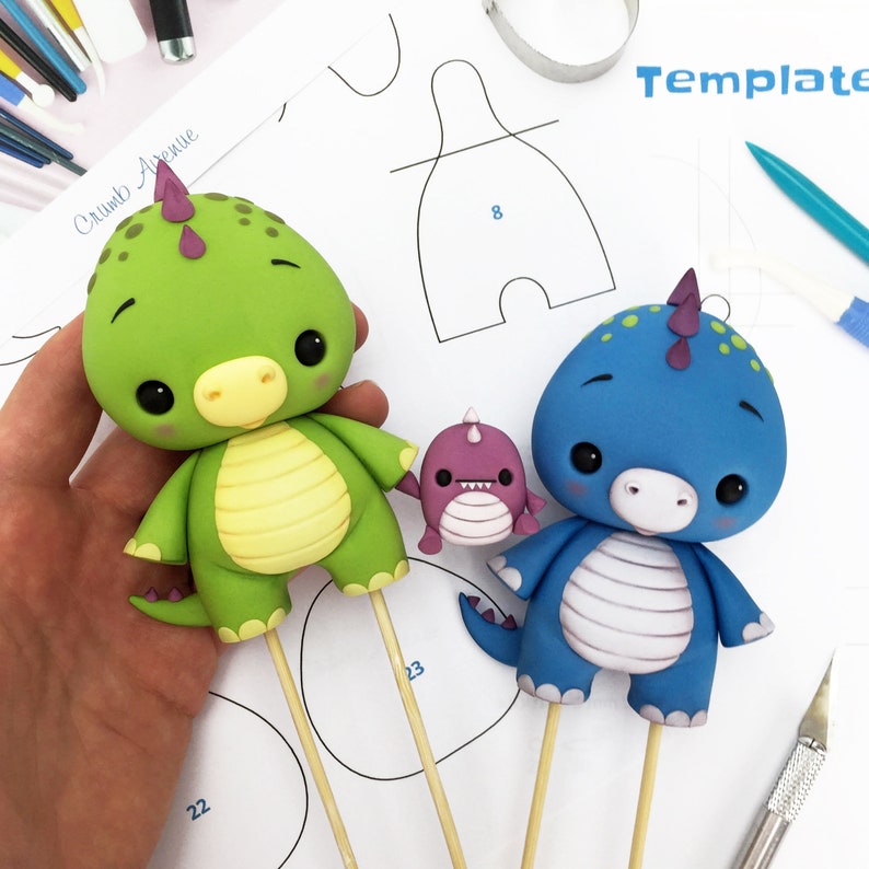 Baby Dino Cake Topper PDF TUTORIAL With TEMPLATES Etsy baby-dino-cake-topper-pdf-tutorial-with-templates-etsy