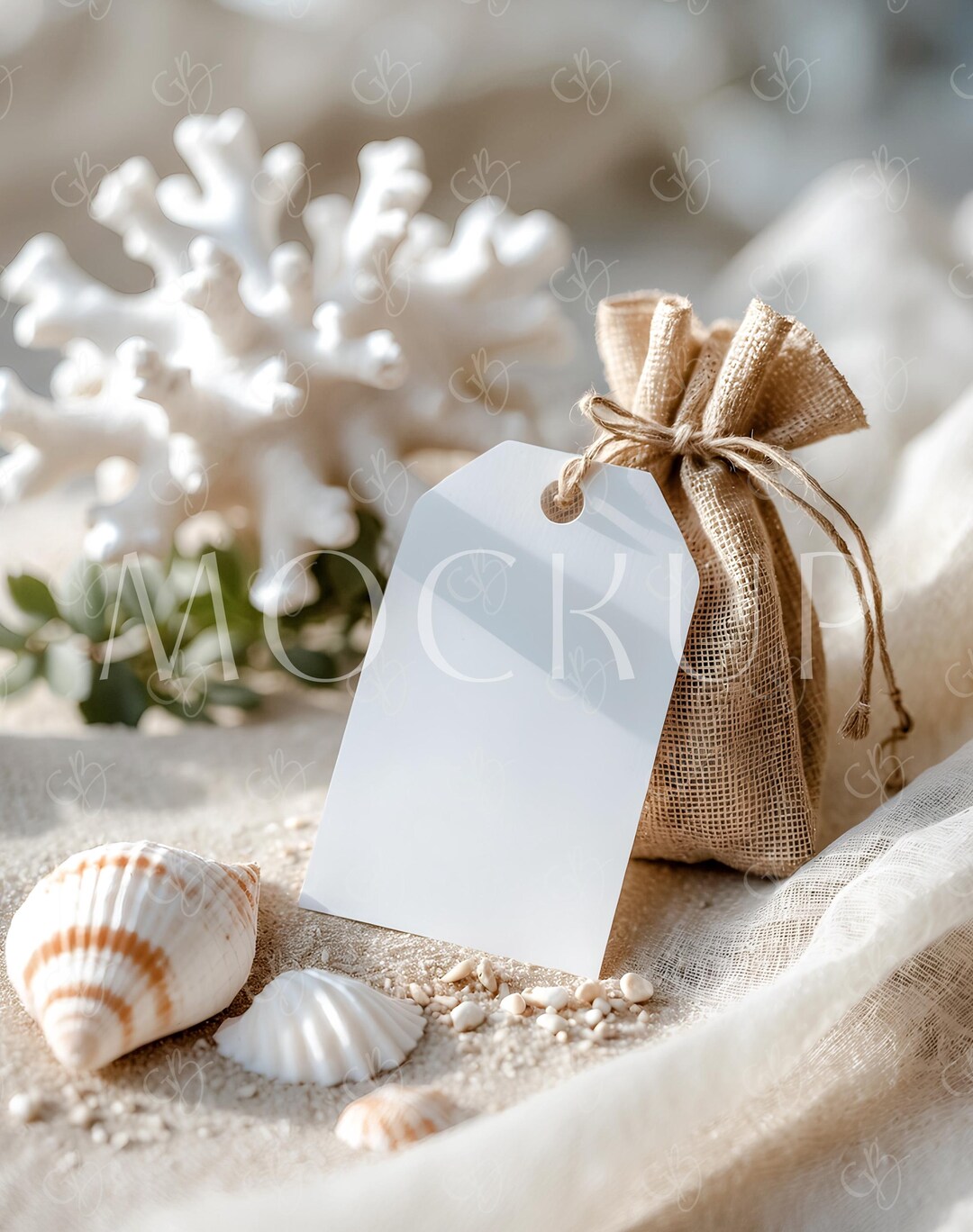 Beach Gift Tag Mockup, Ocean Thank You Tag 2x3,5 Mockup, Wedding Favor ...