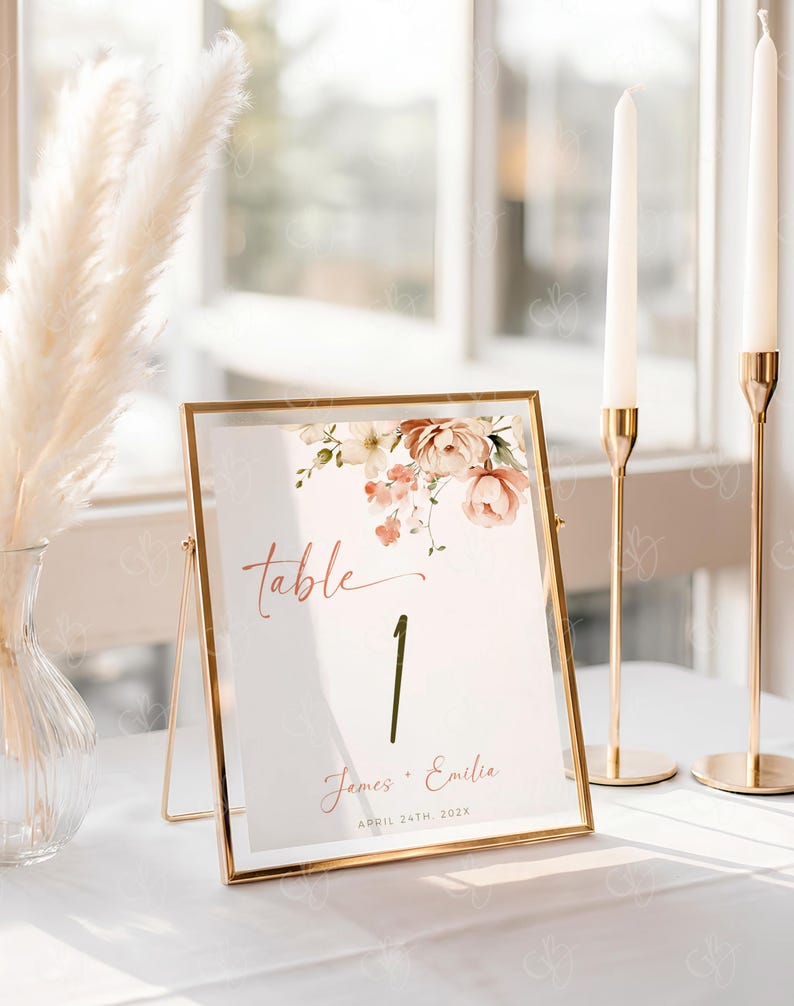 Vintage Wedding Tabletop Signage Template, Boho 8x10 Table Sign Mockup ...