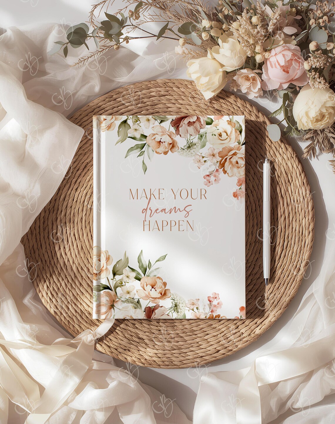 6x8 Boho Hardcove Planner Mock-up PSD, Digital Minimalist Journal ...