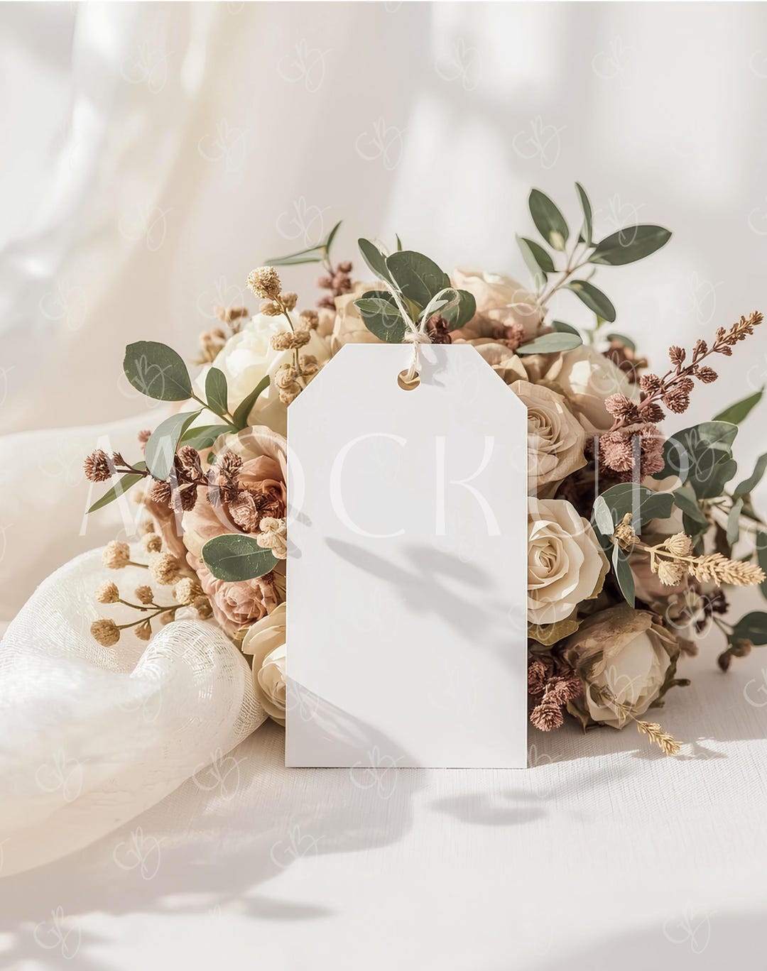 Boho Label Neutral Tones Mock-up, Rectangle Tag Mockup PSD, Thank You ...