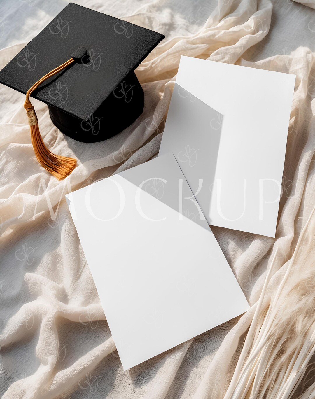 College Party Two Sides Card Mockup 5x7, Double Graduation Greeting ...