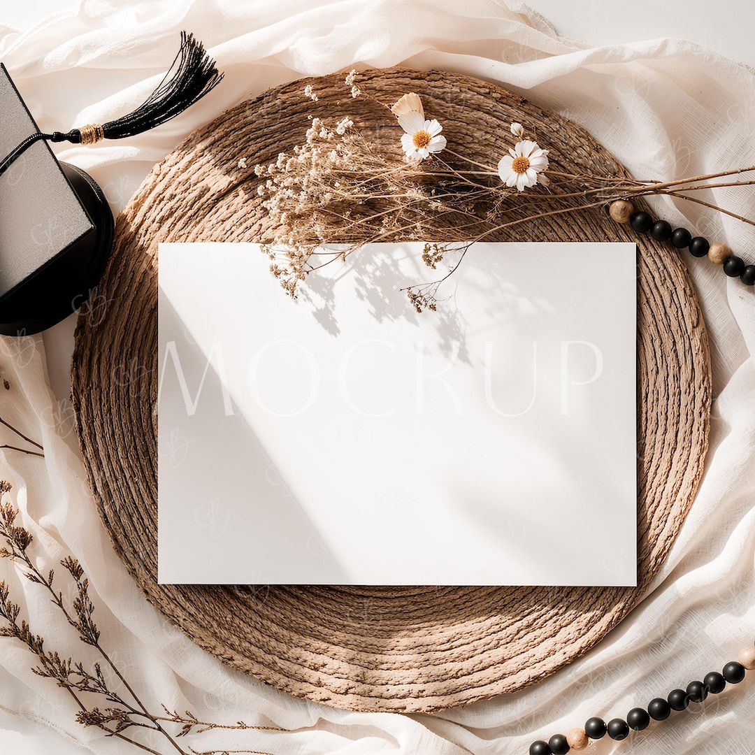 Horizontal Graduation Party Invitation Mockup 7x5, Landscape College ...