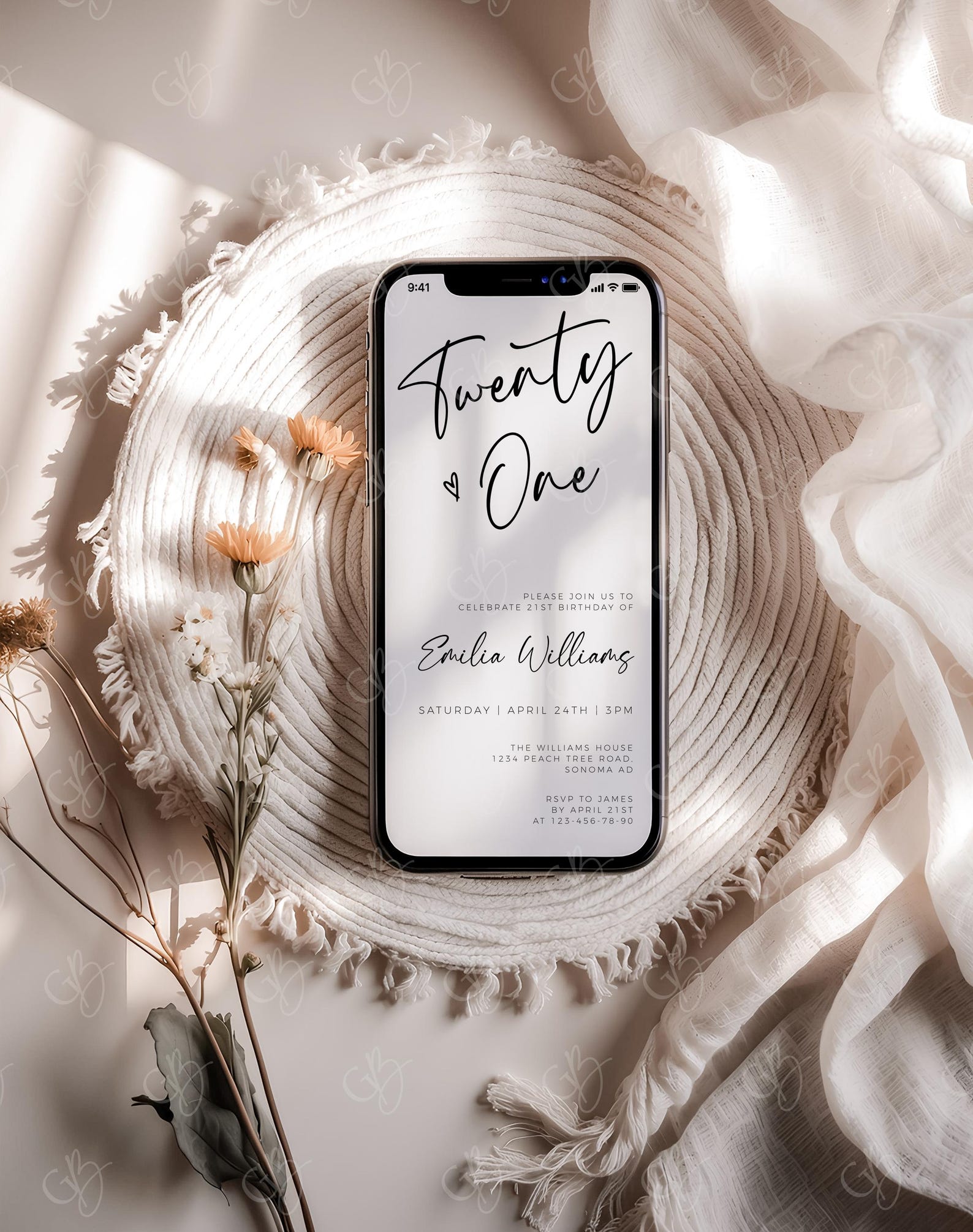 Boho Mobile Mockup, Smartphone Mockup, Elegant iPhone Screen Mockup ...
