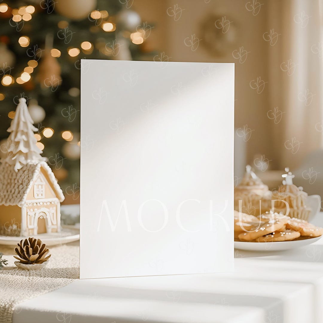 Bohemian New Year Invitation Cozy Card Mockup, Holiday Postcard Mockup ...
