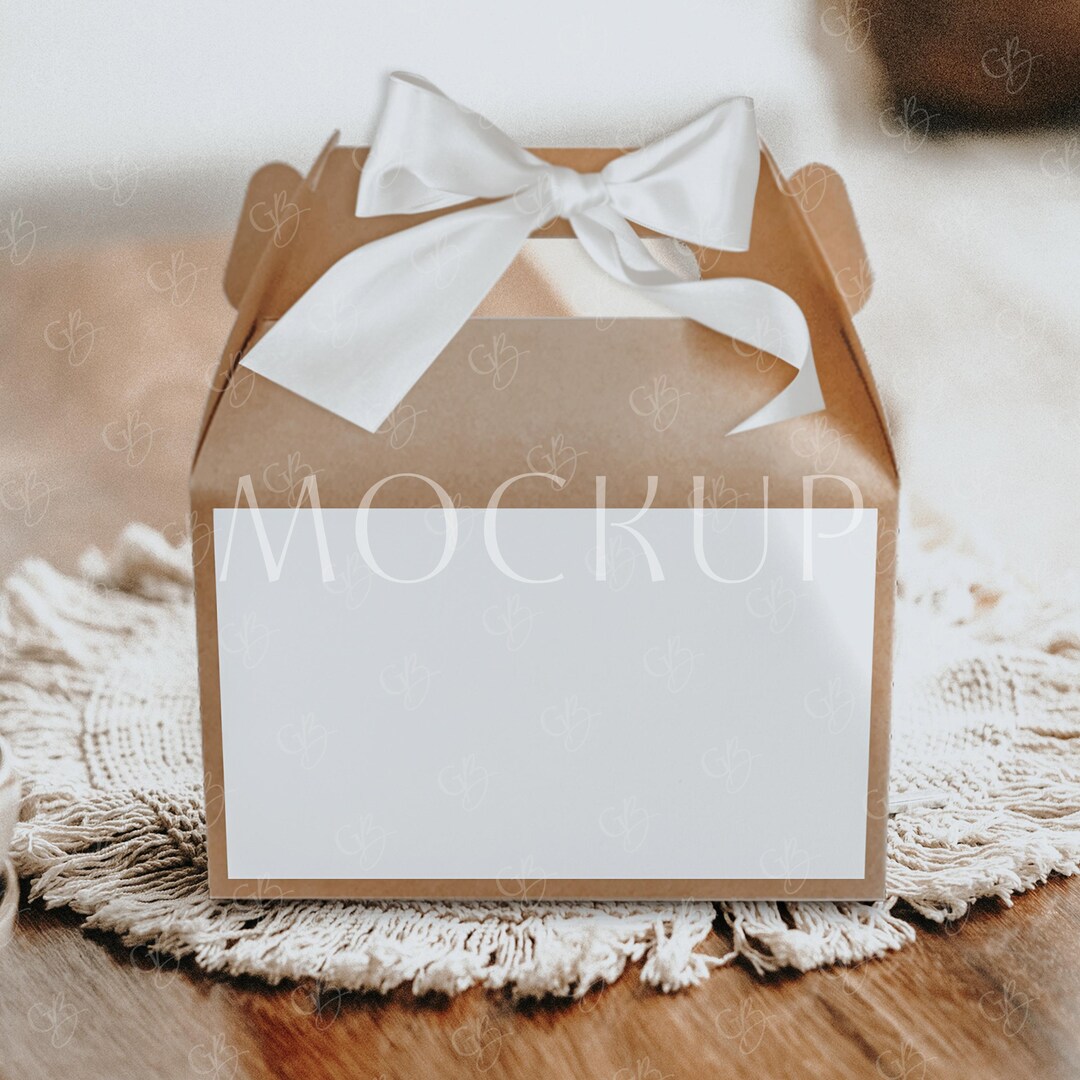 Boho Gable Box Label Mockup, Party Favor Mockup, Wedding Favor Box ...