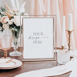 Gold 8x10 Frame Table Sign Mockup, Wedding Table Sign Mockup, Tabletop ...
