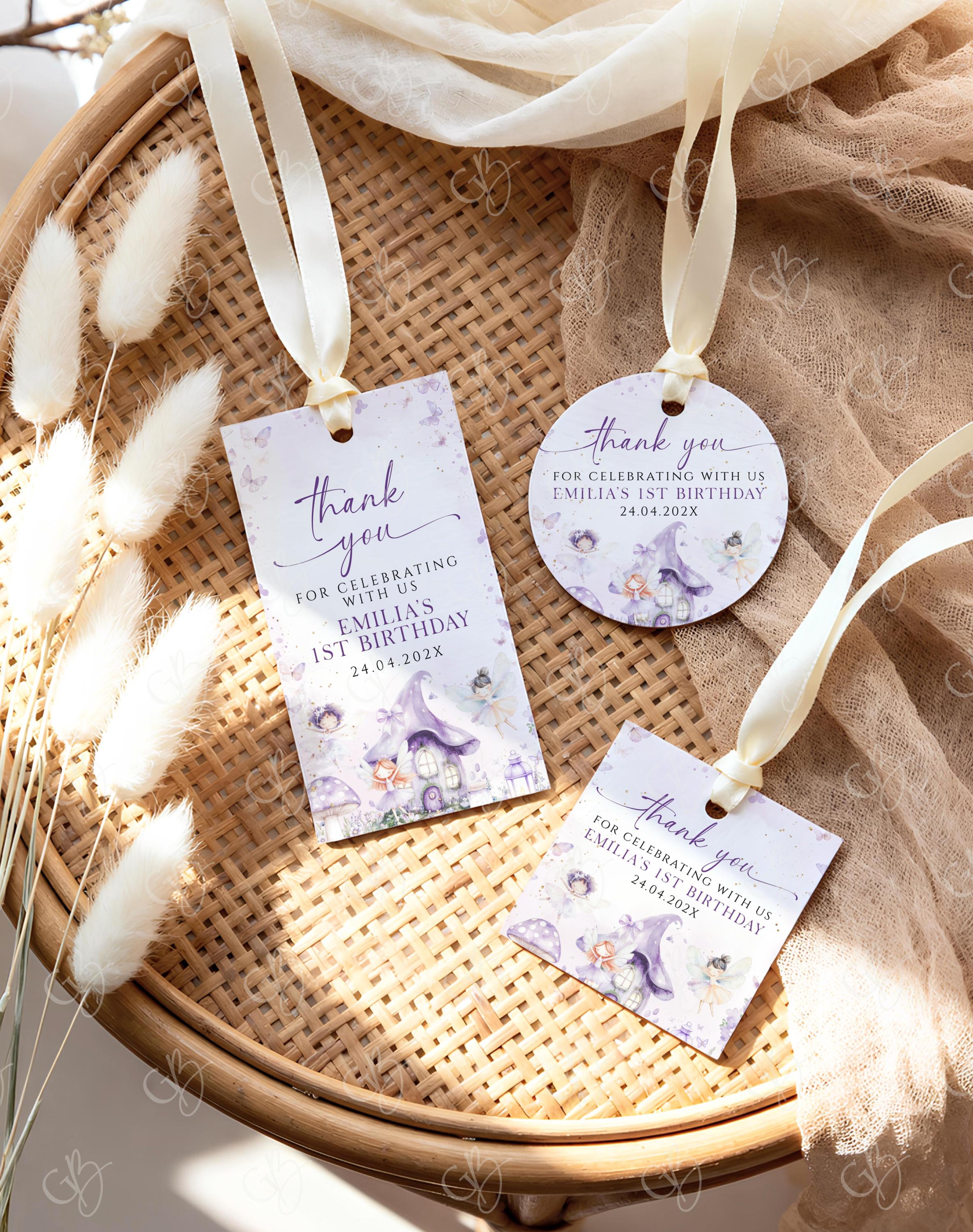 Set of Three Tag Mockup PSD, Thank You Favors Rectangle Round Square ...