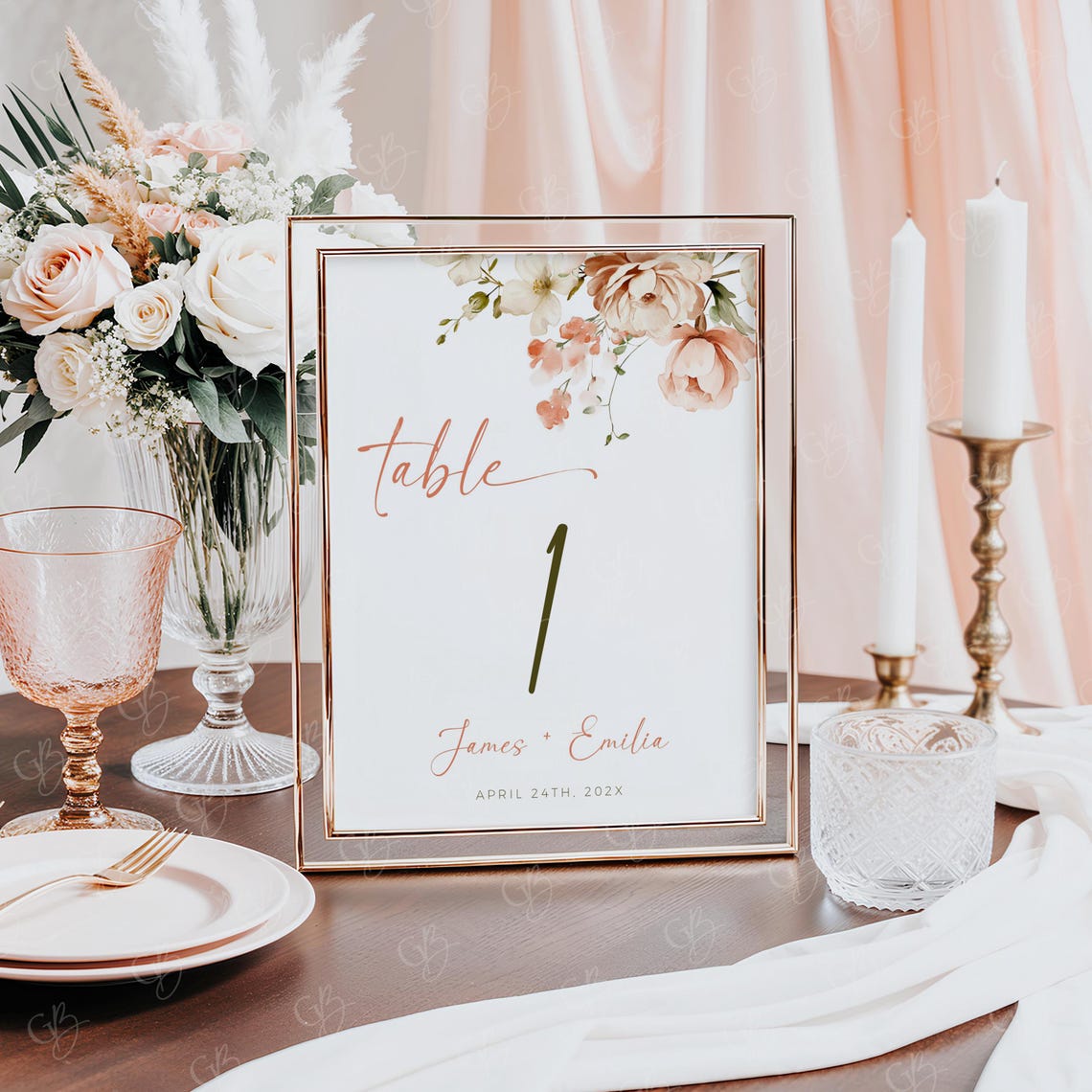 Gold 8x10 Frame Table Sign Mockup, Wedding Table Sign Mockup, Tabletop ...