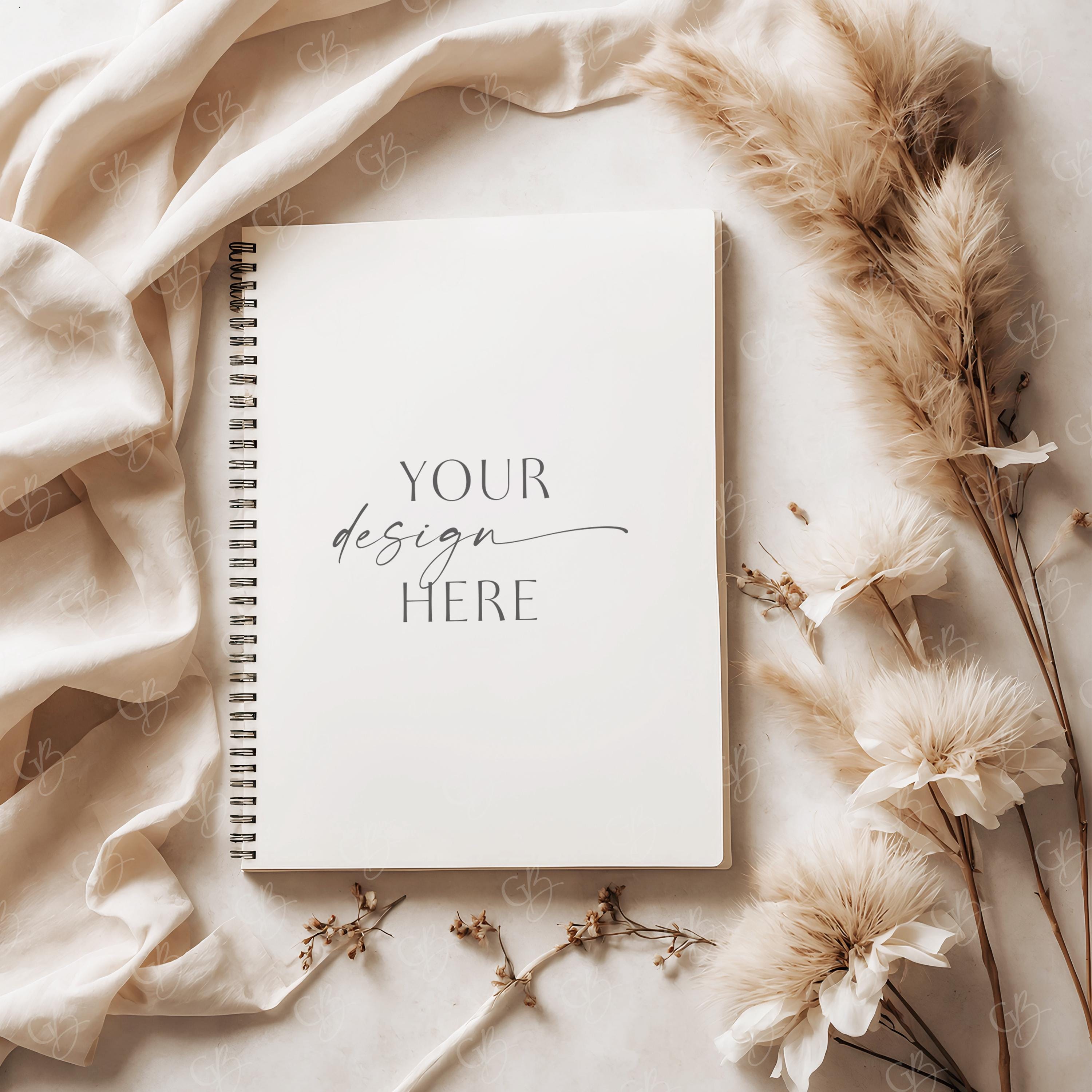 6x8 Black Spiral Notebook Cover Mockup, Boho Notebook Mockup, Digital ...