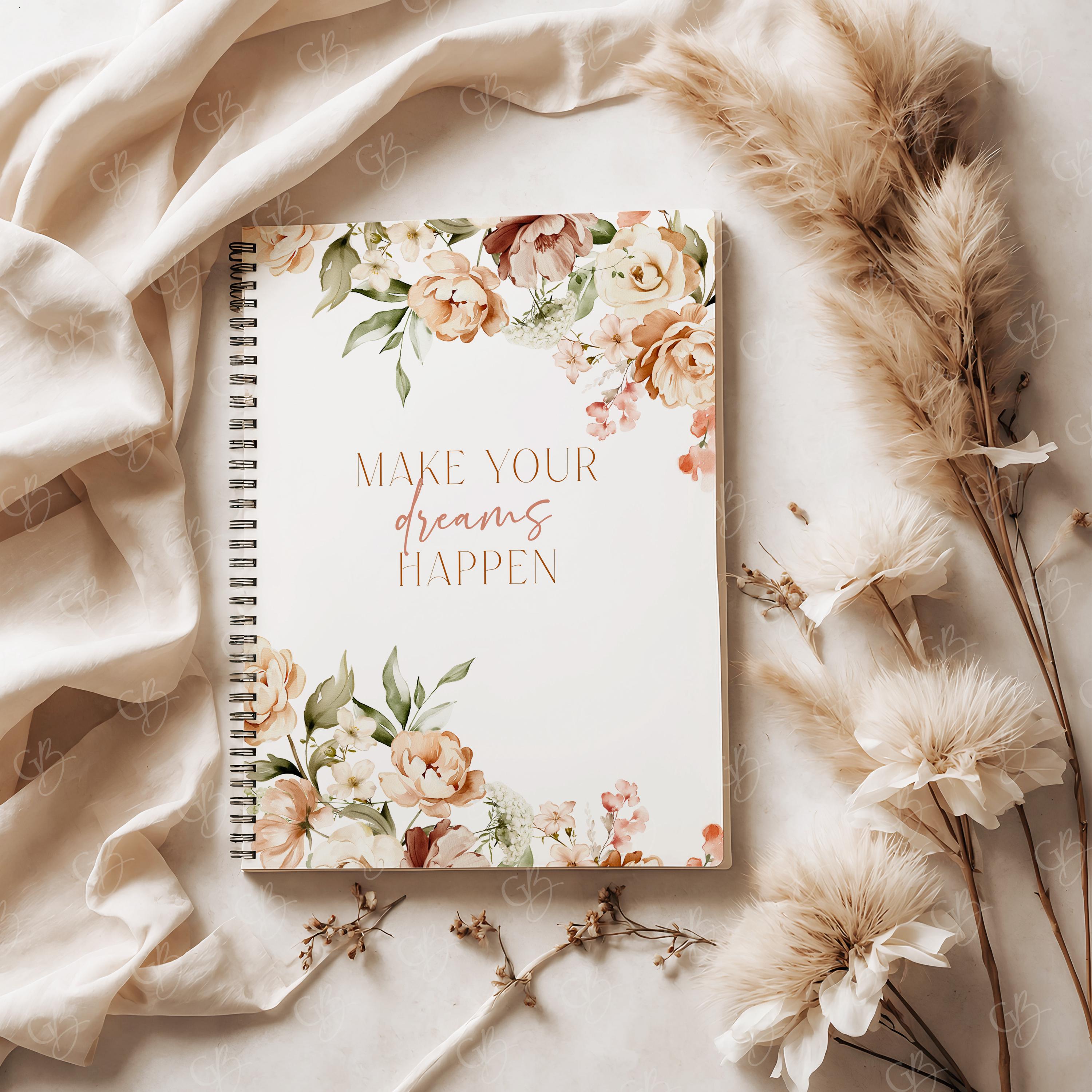 6x8 Black Spiral Notebook Cover Mockup, Boho Notebook Mockup, Digital ...