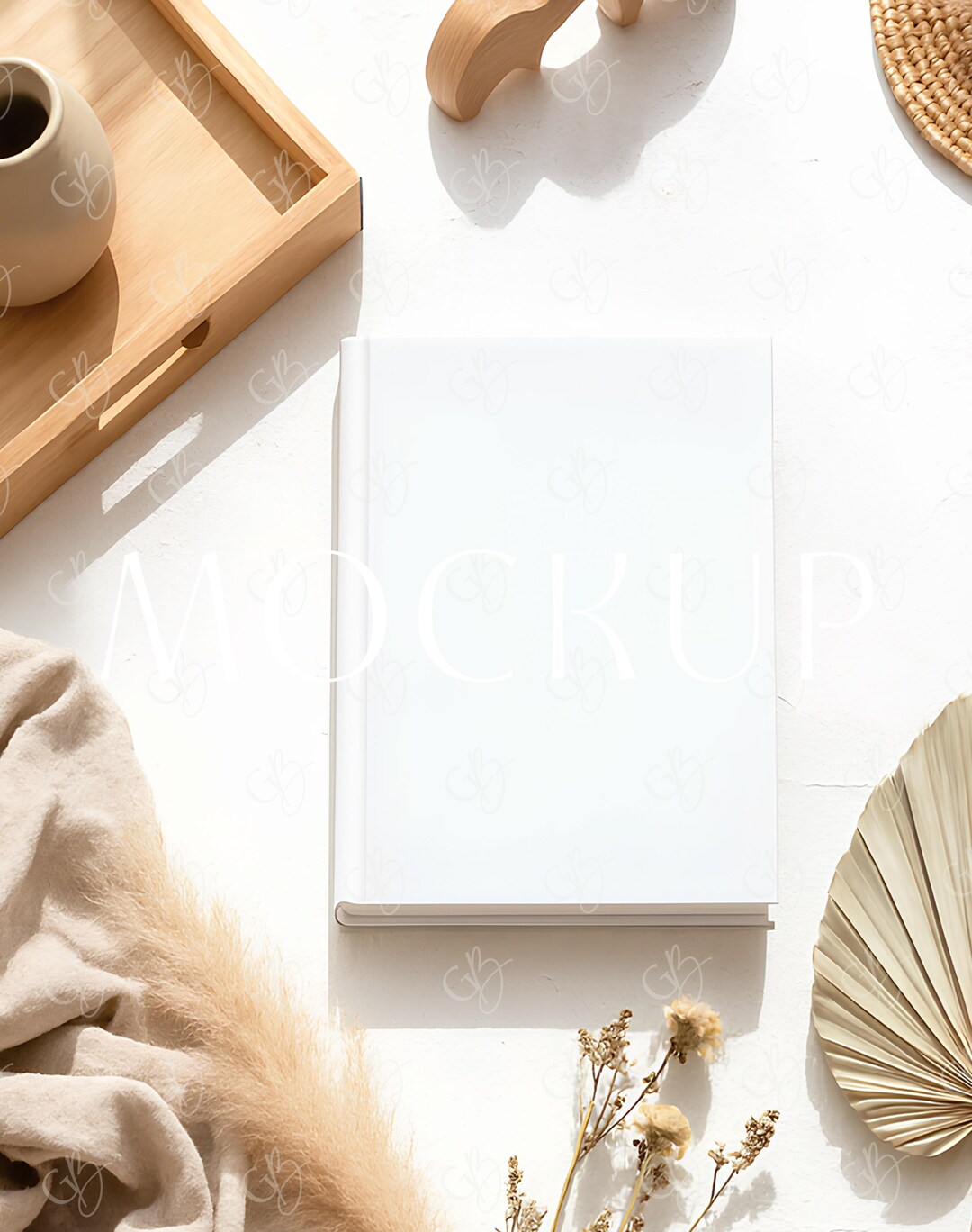 6x8 Boho Hardcove Planner Mock-up PSD, Digital Minimalist Journal ...
