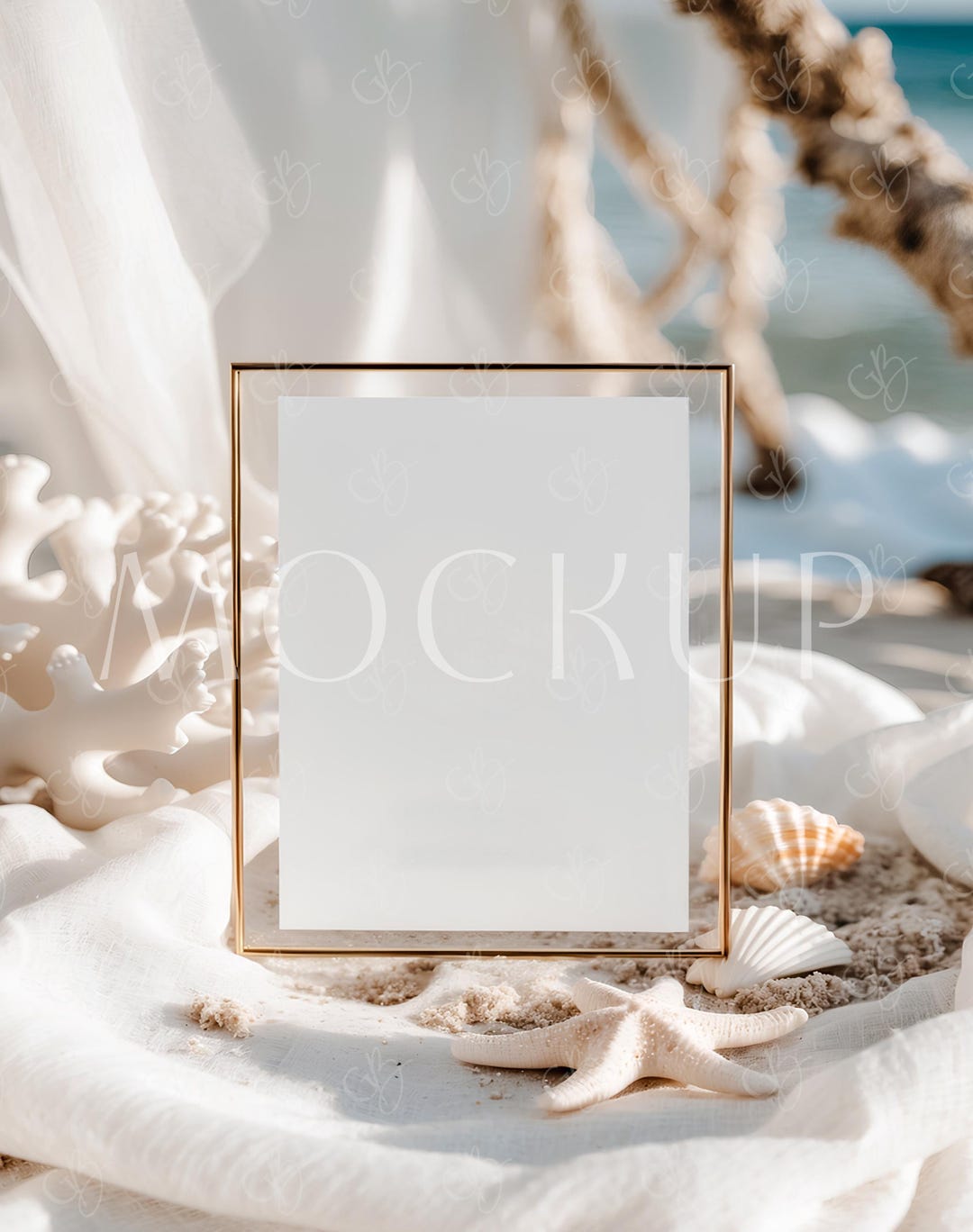 Ocean 8x10 Frame Table Sign Mockup, Beach Wedding Menu Table Sign ...