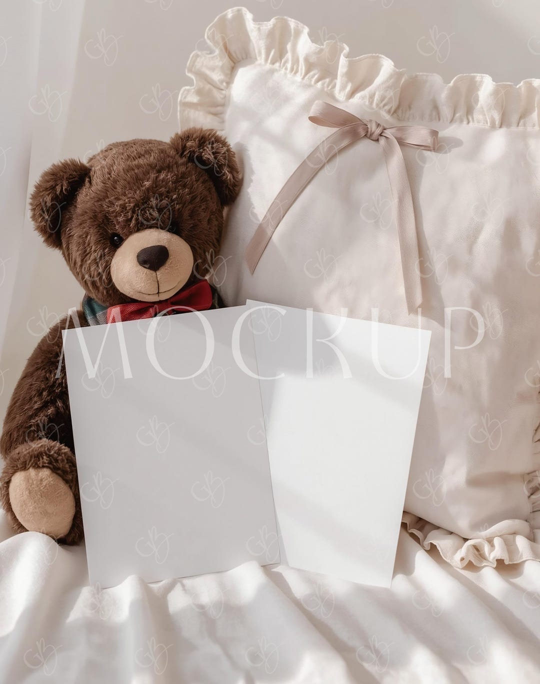 Double Gender Neutral Baby Shower Invitation Mockup, Two Sides Children ...
