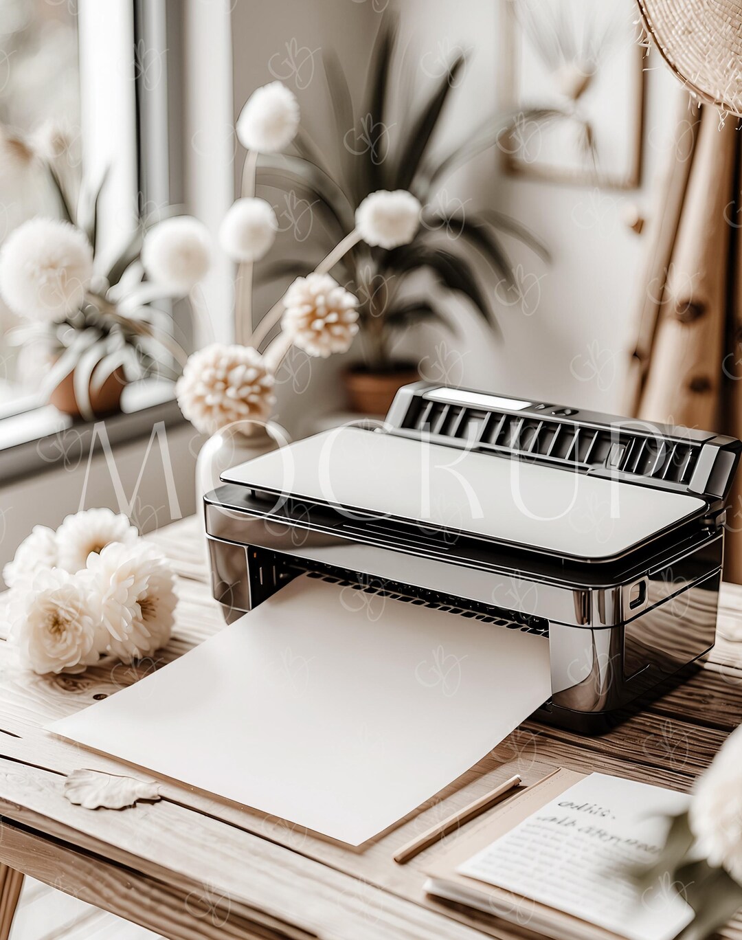 Printer and Sheet Mockup PSD, Black Printer Mockup, Bohemian Home ...
